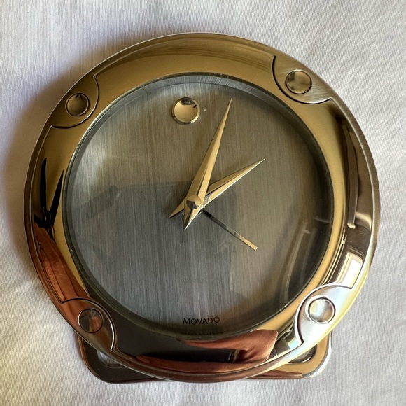 Movado | Other | Movado Quartz Stainless Steel Silver Dial Travel Alarm ...